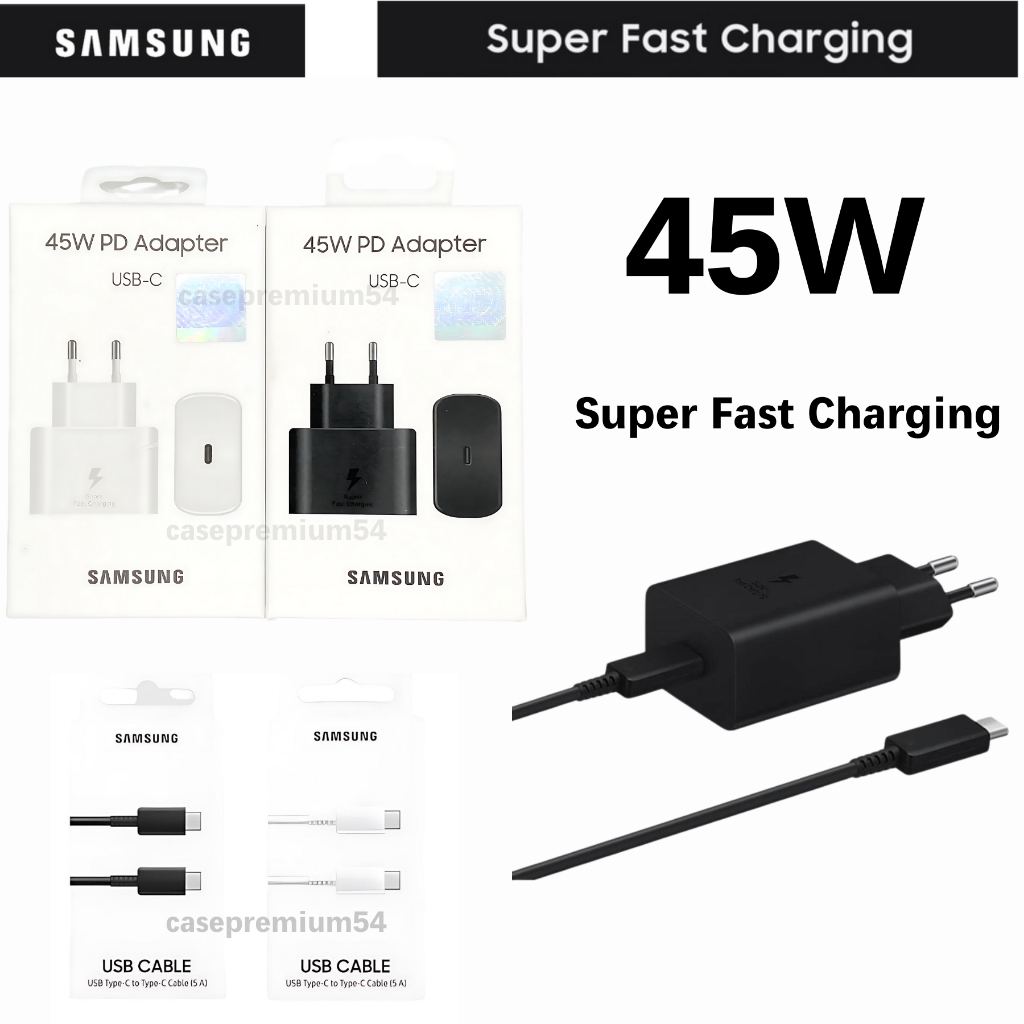 สายพร้อมหัวชาร์จ Samsung 45W S23 Ultra S23+ Tab S8 Tab S8+ S22 Ultra S22+ S20 Ultra Tab S7+ S10 ...