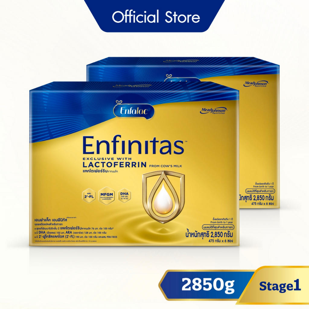 นมผง เอนฟาแล็ค เอนฟินิทัส สูตร1 (2850 กรัม) x2 กล่อง Enfalac Enfinitas ...