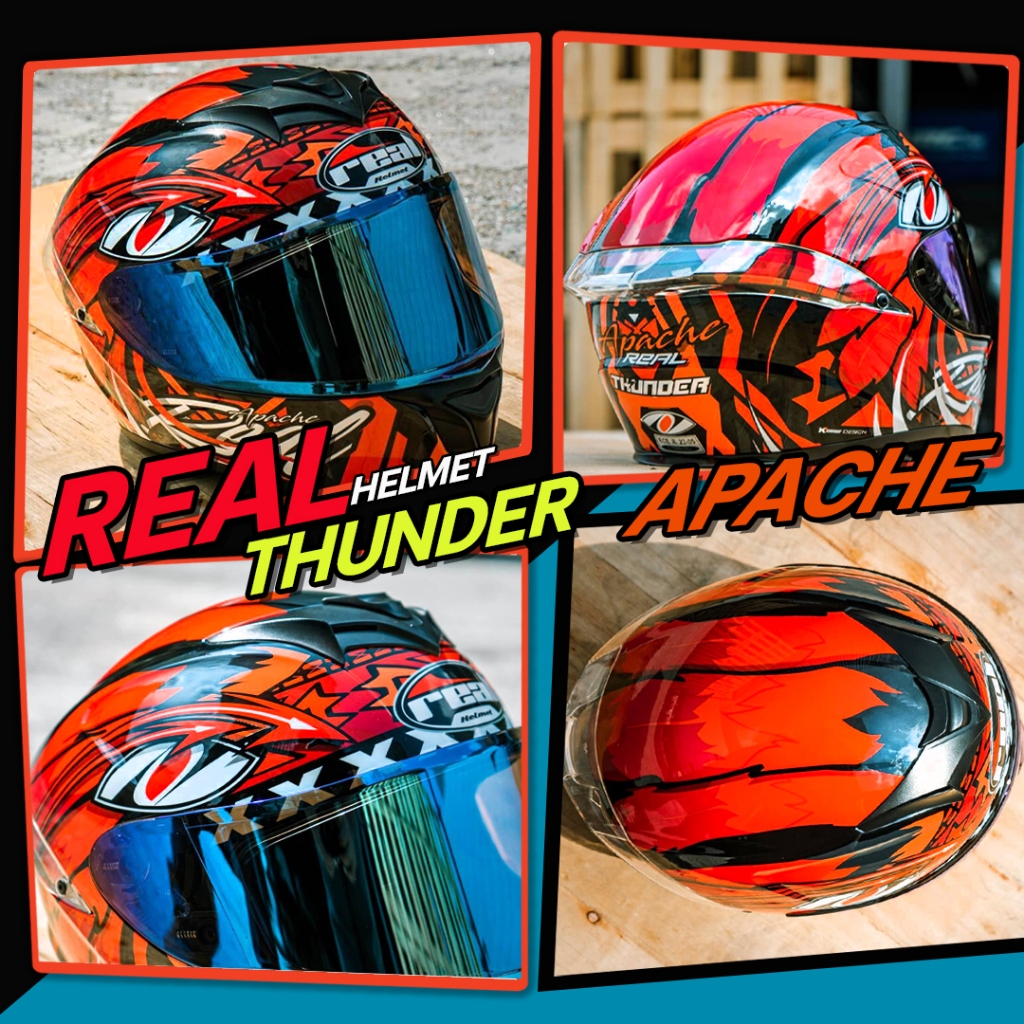 (ลดล้างสต๊อค) REAL หมวกกันน็อคเต็มใบ Real Thunder รุ่น Apache สวมใส่ ...