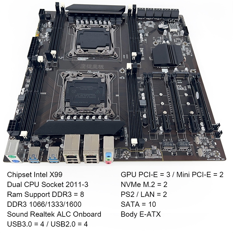 เมนบอร์ด KLLISRE X99 DDR3 DUAL CPU E-ATX LGA 2011-3 WORKSTATION SERVER ...