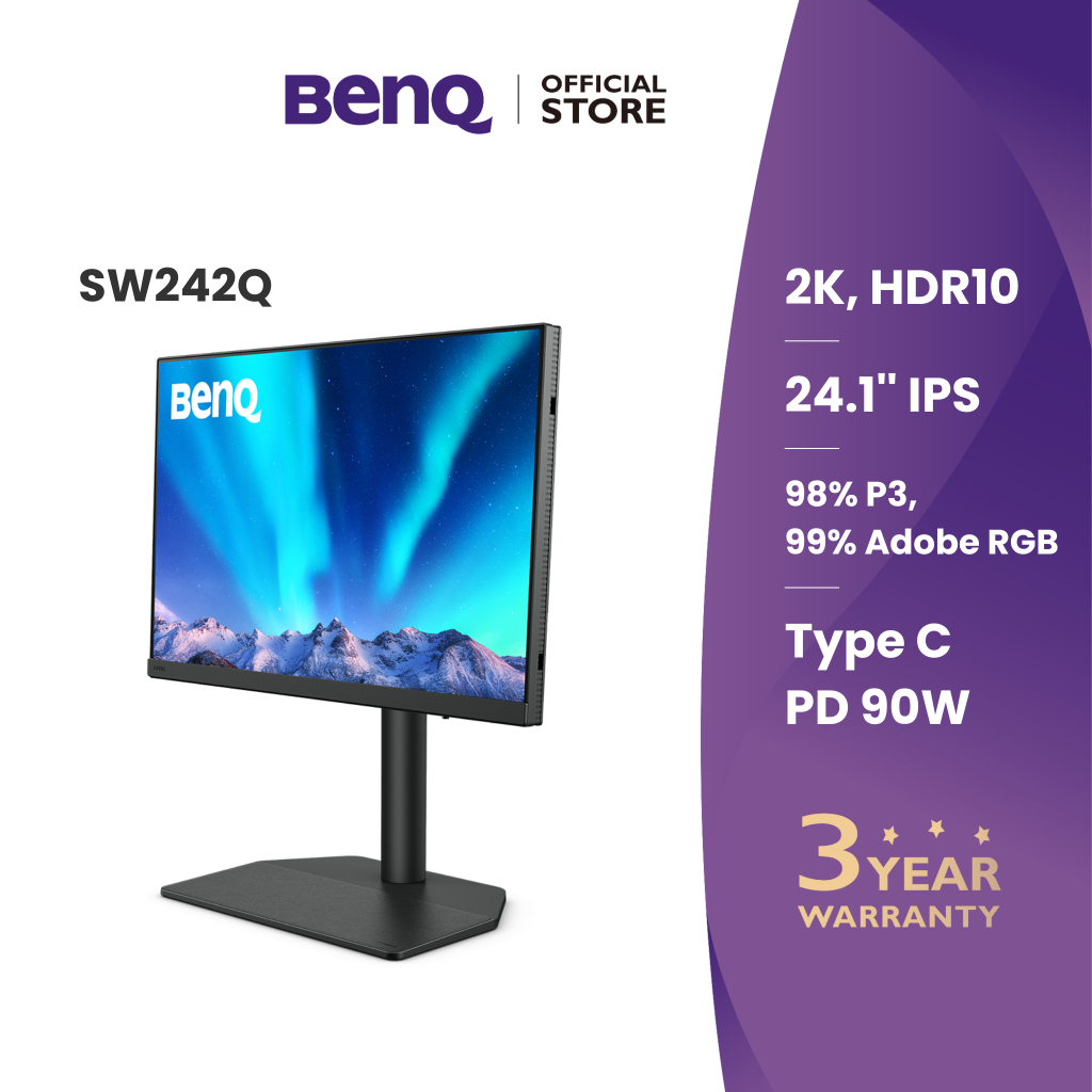 BenQ SW242Q 24นิ้ว 2K IPS AdobeRGB 90W USB-C Photographer Monitor (จอแต่งภาพ) | Shopee Thailand