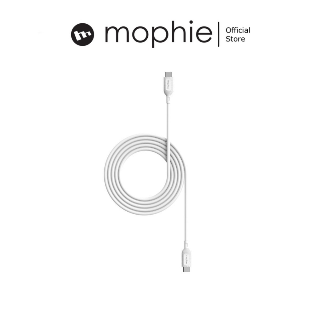 สายชาร์จ Mophie Essential USB-C to USB-C 60W TPE Cable 2m - White | Shopee Thailand