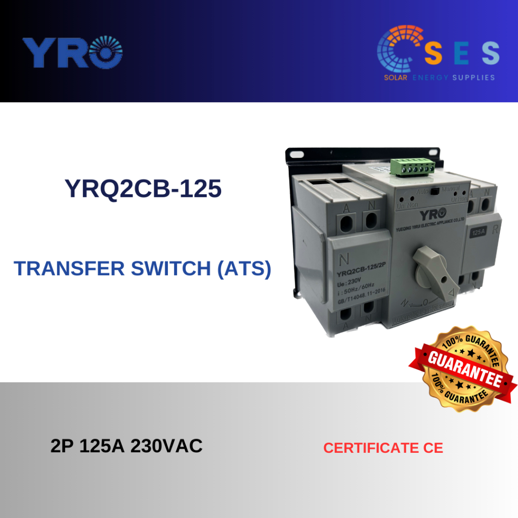 YRO 2P ATS เบรคเกอร์สวิทช์ 2 ทาง AC สลับไฟ อัตโนมัติ Automatic transfer switch FEEO 125A รุ่น ...