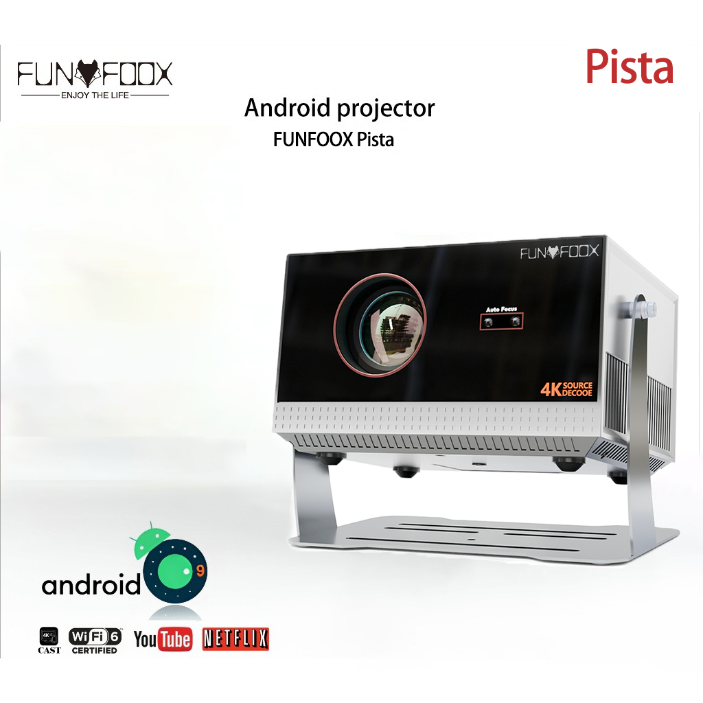 FUNFOOX โปรเจคเตอร์ Projector 4K ลูเมน การแก้ไขโฟกัสอัตโนมัติ Android ...
