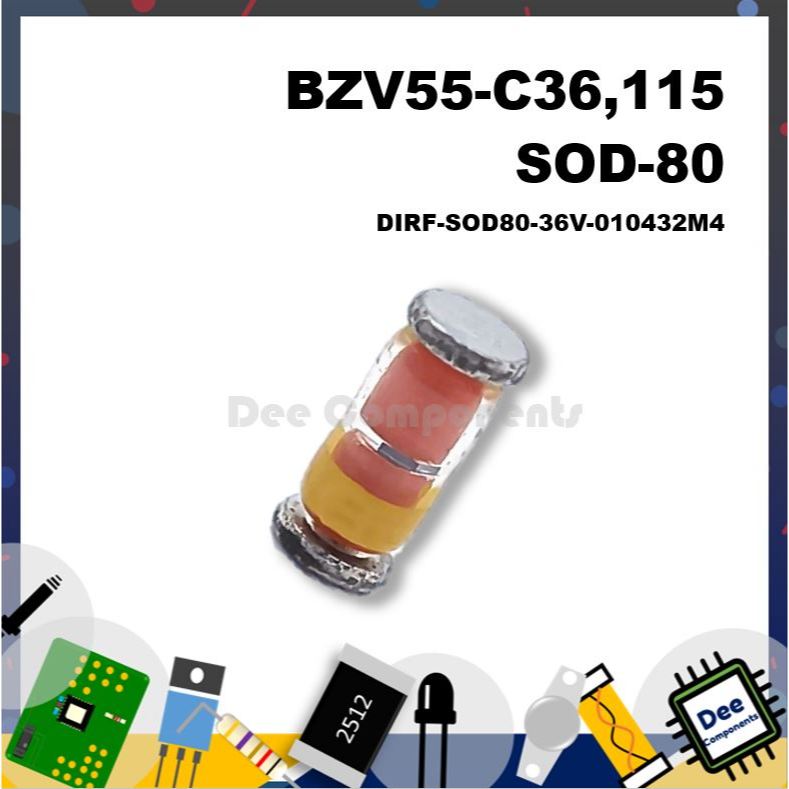 Nexperia BZV55-C36,115 Zener Diode 36 V 500 mW ±5% SOD-80 DIRF-SOD80-36V-010432M4 (5 ชิ้น ...