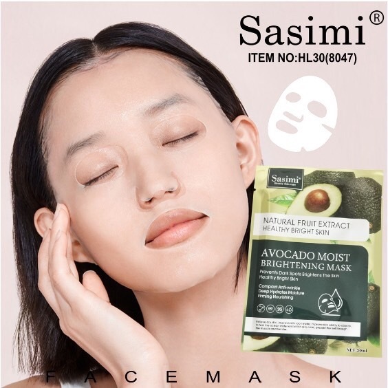 (HL30) Sasimi Avocado Moist Brightening Mask แผ่นมาส์กหน้า สูตรอะโวคาโด ...