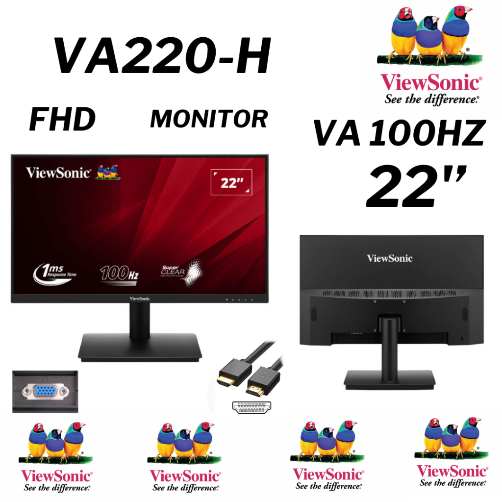 MONITOR (จอมอนิเตอร์) VIEWSONIC VA220-H - 21.5 VA FHD 100Hz (3Y) | Shopee Thailand