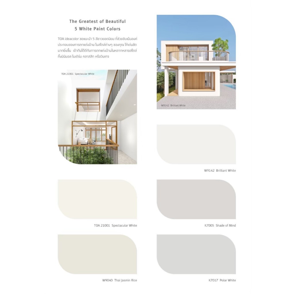 TOA เฉดสีขาว สีน้ำอะคริลิคแท้ ขนาดทดลอง ขนาด 1/4 แกลอน (0.946 ลิตร ...
