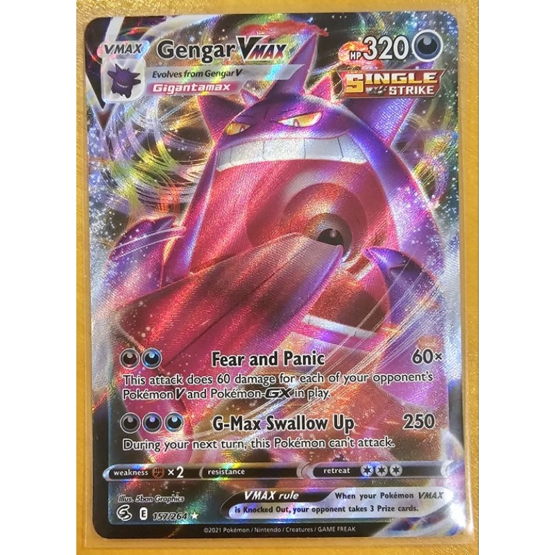 [การ์ดโปเกมอนลิขสิทธิ์แท้ EN] Gengar VMAX 157/264 Full Art Ultra Rare ...