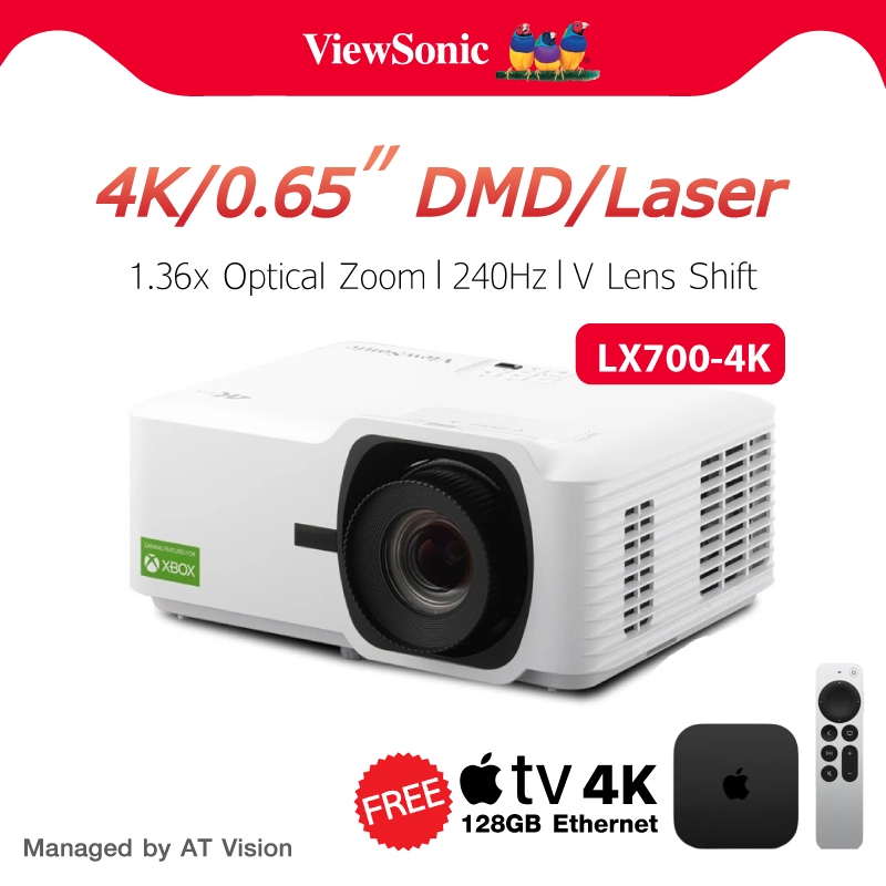 [Free Apple TV 4K 128GB] ViewSonic LX700-4K UHD 3500 Lumens Laser Projector | Shopee Thailand