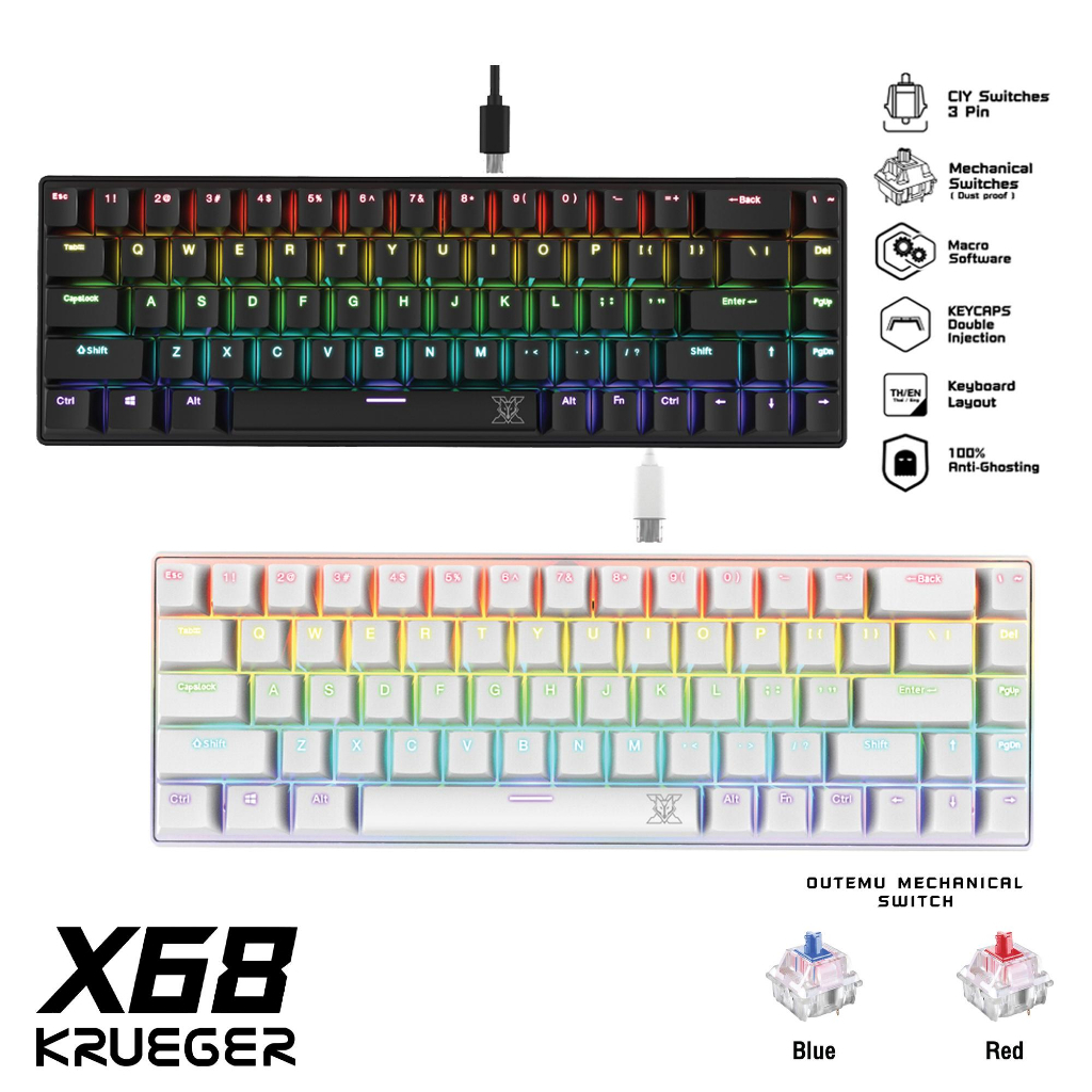 Nubwo X68 Krueger Mini RGB Mechanical Keyboard | Shopee Thailand