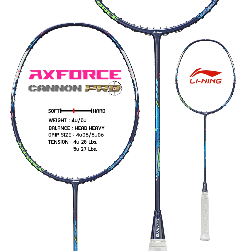 ไม้แบดมินตันLINING BADMINTON RACKET-AXFORCE CANNON PROน้ำเงิน(4U,5U)ฟรี ...