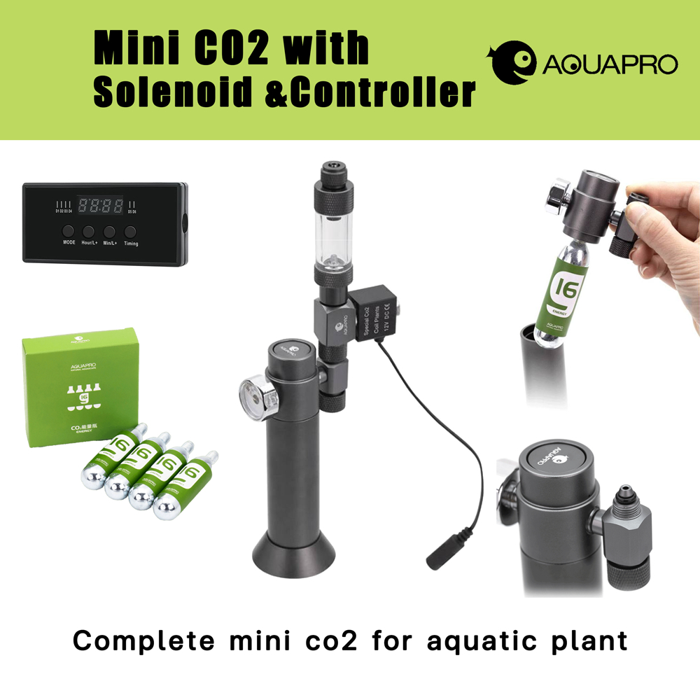 AquaPro MINI CO2 ชุดถังคาร์บอนขนาดเล็กสำหรับตู้ไม้น้ำ เปลี่ยนแคปซูลได้ มีโซลินอยด์ | Shopee Thailand