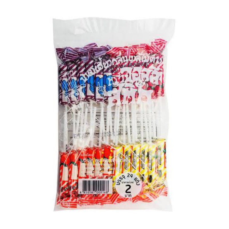 Jolly stick จอลลี่ สติ๊ก ขนมเคี้ยวหนึบ กลิ่นผลไม้4รส แพ็ค24 แท่งfl ...