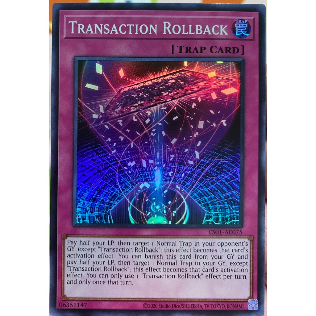 Yugioh Asia-Eng [ES01-AE075] Transaction Rollback (Super Rare) การ์ดยูกิแท้ถูกลิขสิทธิ์ | Shopee ...