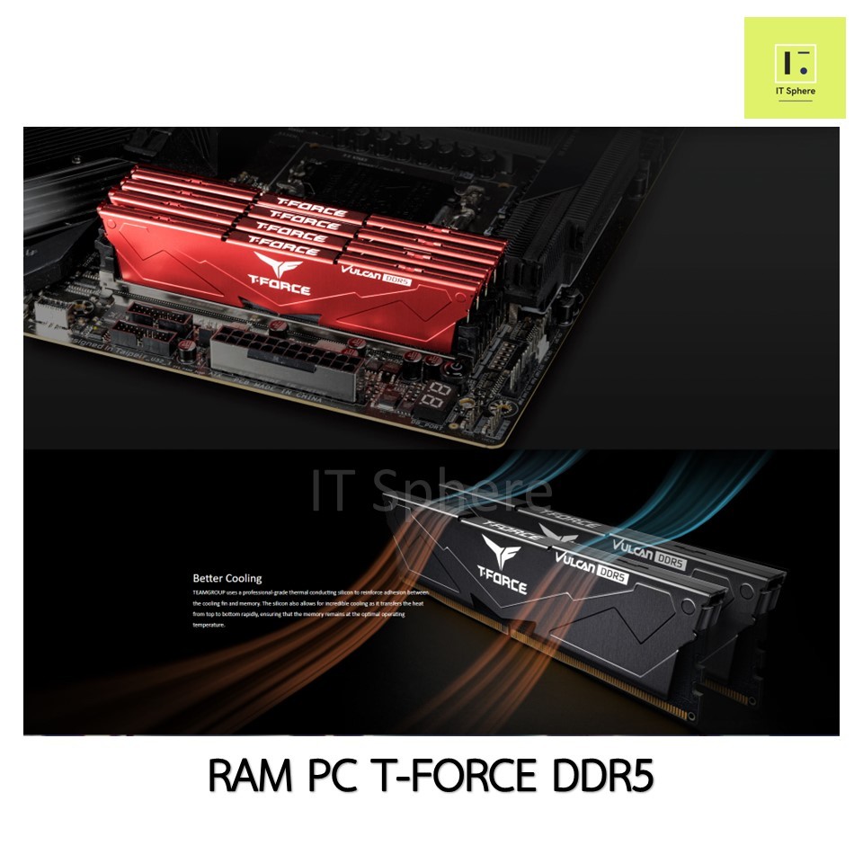 RAM TEAMGROUP T-FORCE VULCAN 8GB 16GB 32GB Bus 5200 6000 OC BLACK RED ...