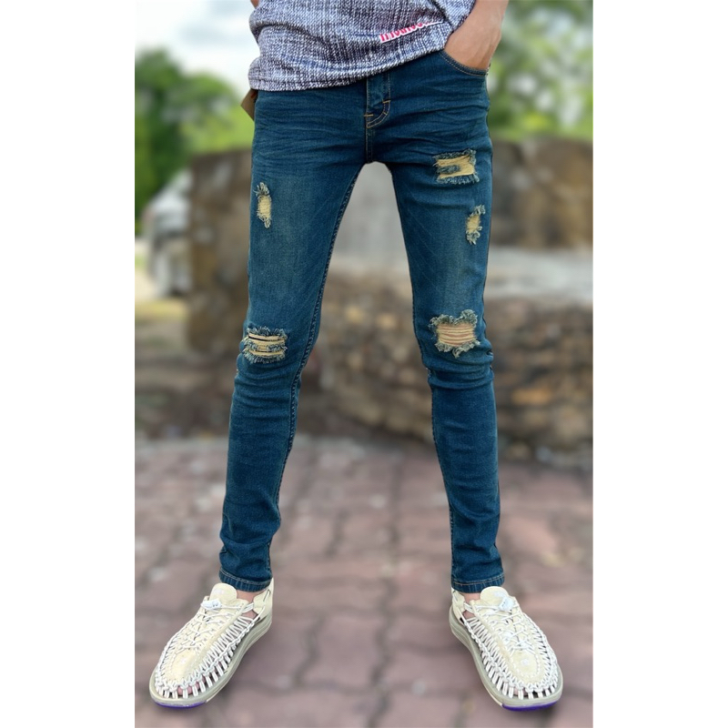 รหัส 2332 ไซส์28-54 เดฟยืดแต่งขาด สีสนิม | Shopee Thailand