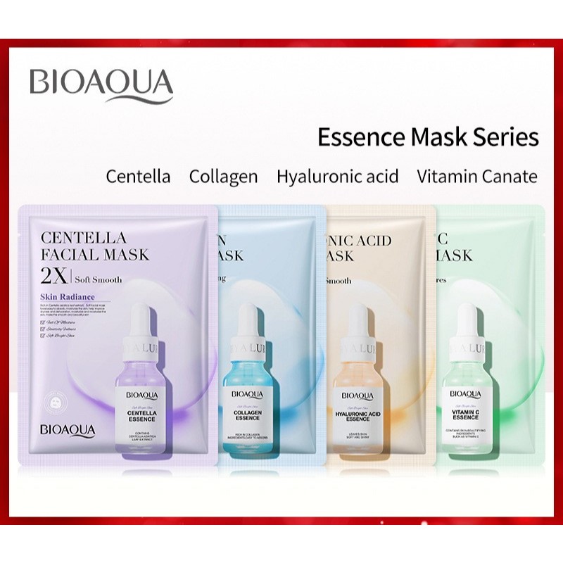 มาสก์ BIOAOUA collagen mask sheet แผ่นมาสก์ครบจบทุกปัญหาผิว 1เซต 4แผ่น ...