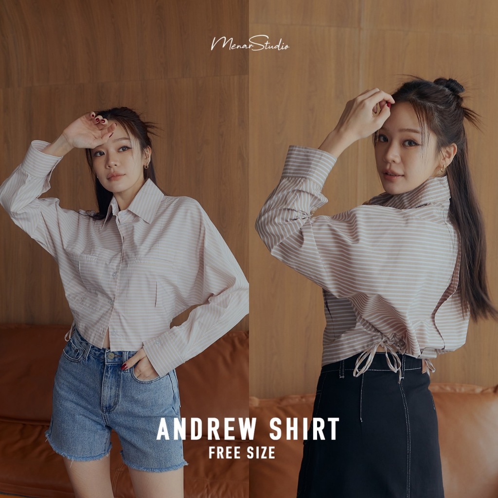 [ ANDREW SHIRT ] เชิ้ตทรงครอป ดีเทลแน่นเอวสามารถรูดเป็นจั๊มเบาๆได้ น่า ...