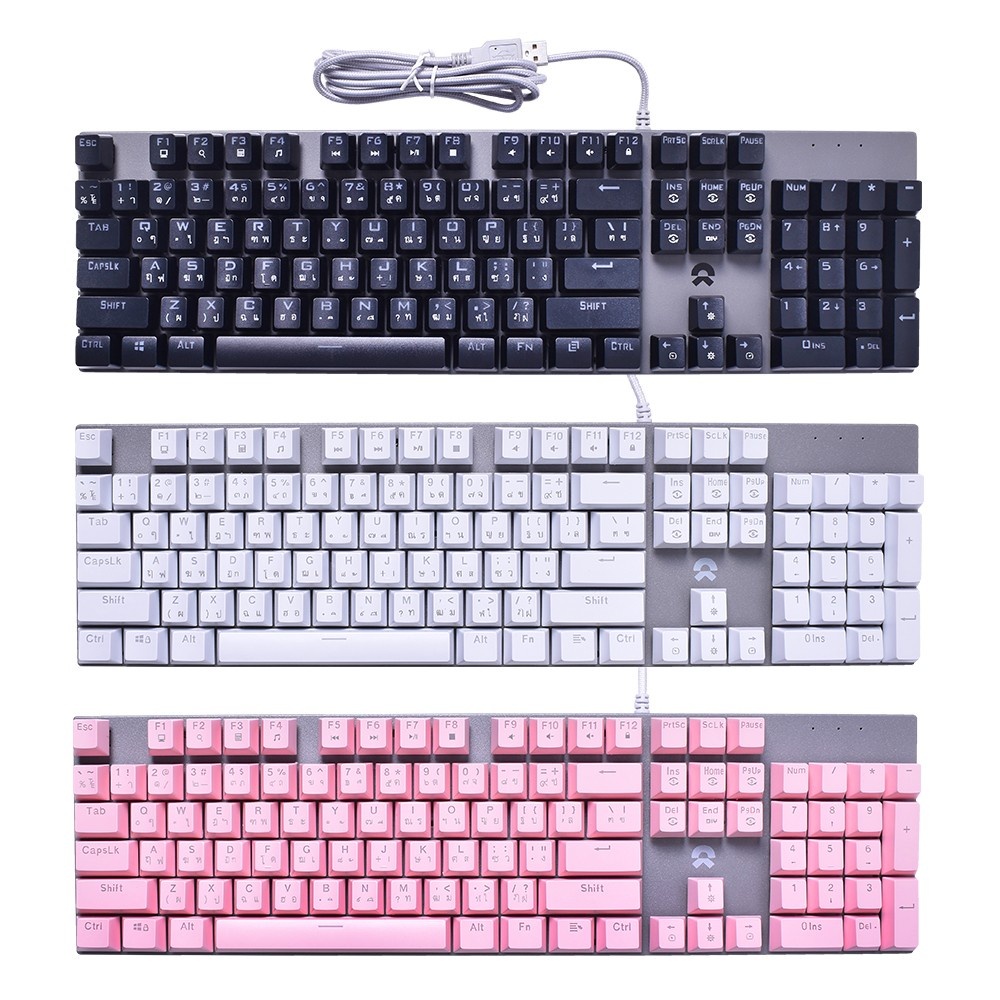 OKER K428 Keyboard Mechanical MIXED BACKLIT Gaming Blue switch คีย์บอร์ดไฟเรืองแสง เกมมิ่ง ...