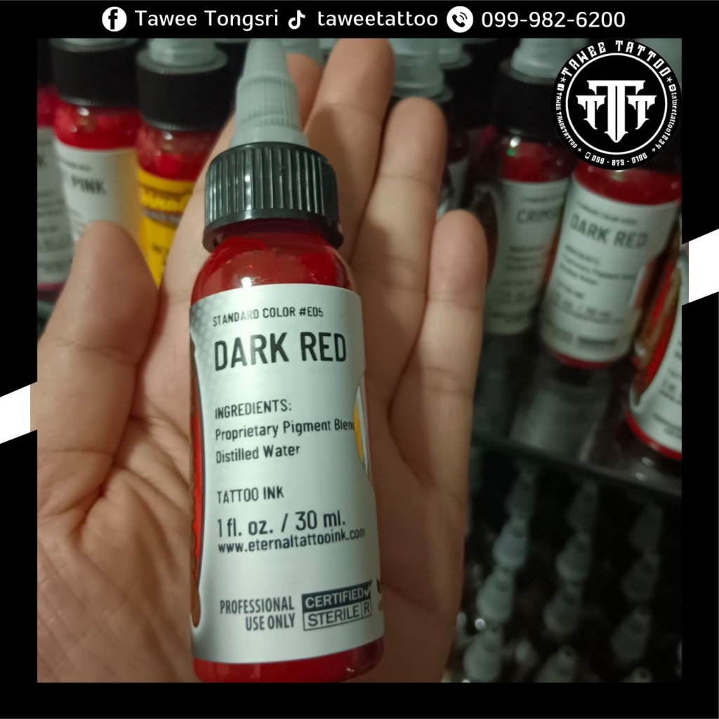สีสัก Eternal ขนาด 1 ออนซ์ เฉด สีแดง DARK RED, TANGERINE ยอดนิยมสำหรับ ...