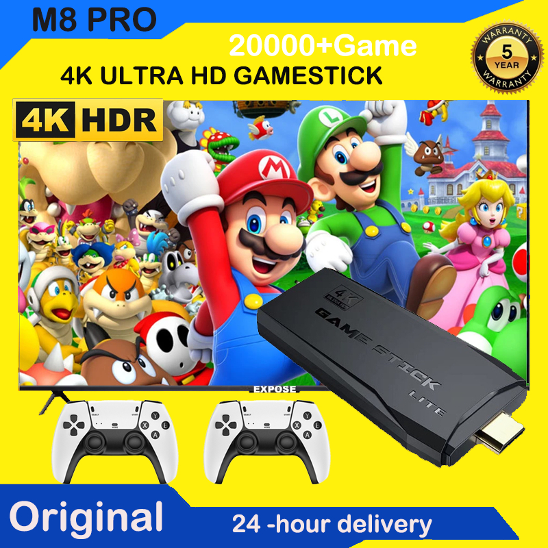 M8 pro เครื่องเกม เกม HDMI 4K เกมต่อทีวี เครื่องเล่นเกมย้อนยุค ที่จับเกมบลูทูธ 64Gb ในตัวมี ...