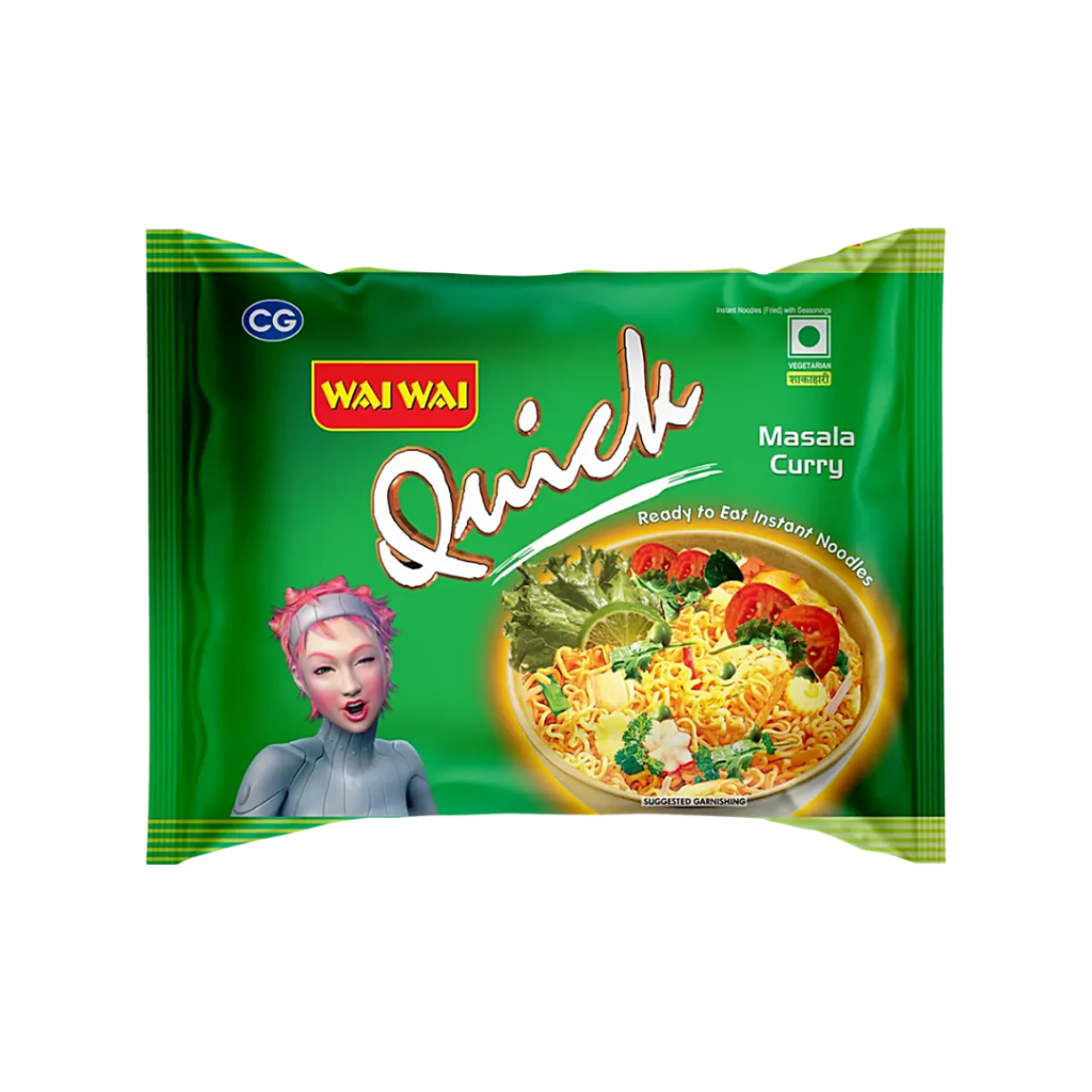 Wai Wai Quick Masala Curry Instant Noodles Vegetarian 60gram ไวไว ควิก มาซาล่า บะหมี่กึ่ง ...