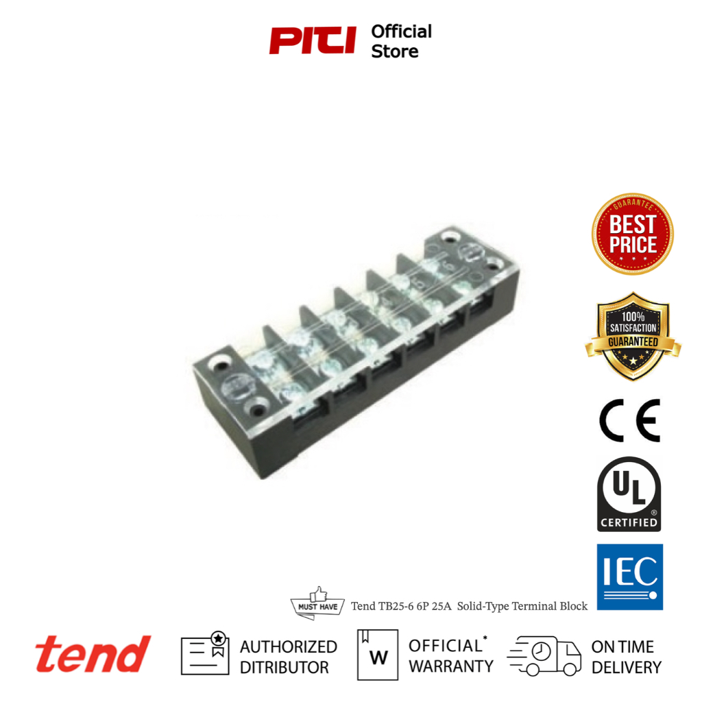 Tend TB25-6 6P 25A Solid-Type Terminal Block | Shopee Thailand