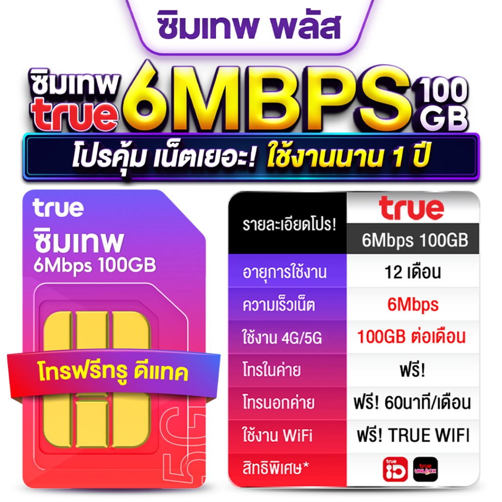 [ ซิมเน็ตรายปี ] โทรฟรีทุกเครือข่าย ซิมเทพทรู เน็ตไม่อั้น Sim True ซิมเทพธอร์ Sim net ซิมคง ...