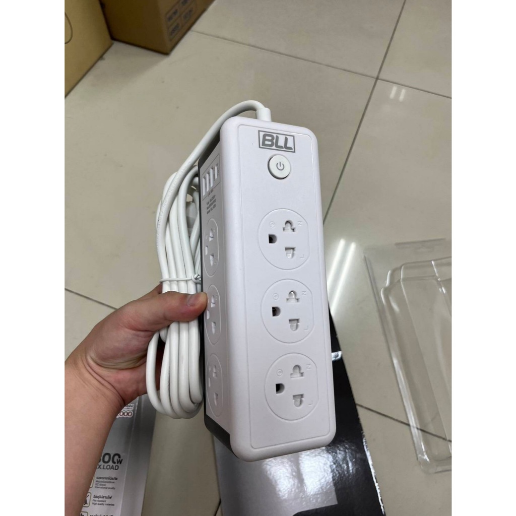 BLL B33 Plug ปลั๊กไฟคอนโด 2300W 6ช่องเสียบ 1 สวิตซ์ 3ช่องUSB 1ช่องType-C สายยาว 3เมตร มอก ไทย ...
