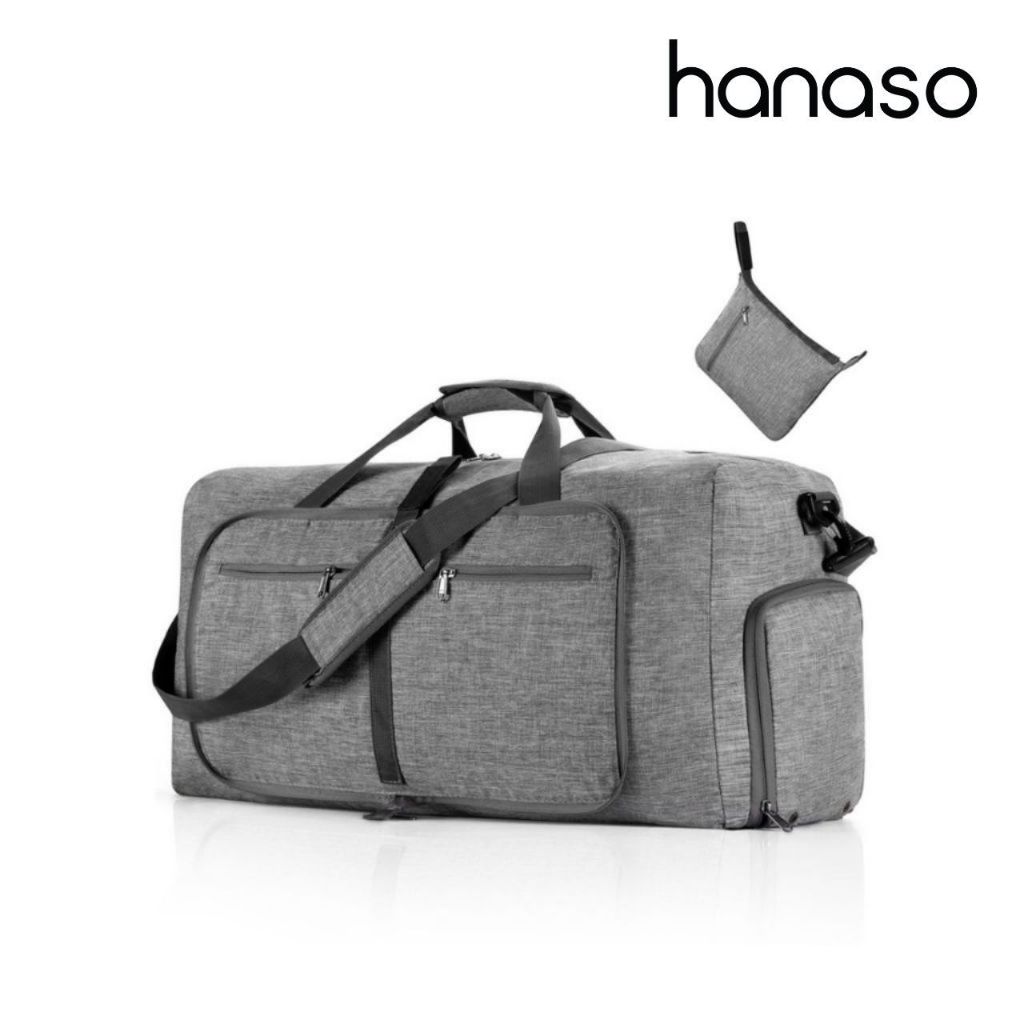 Hanaso กระเป๋าฟิตเนส ใส่ของกีฬา สำหรับเดินทางพกพา พับได้ มีซิป แบบหิ้ว 65 ลิตร Sport Bag ...