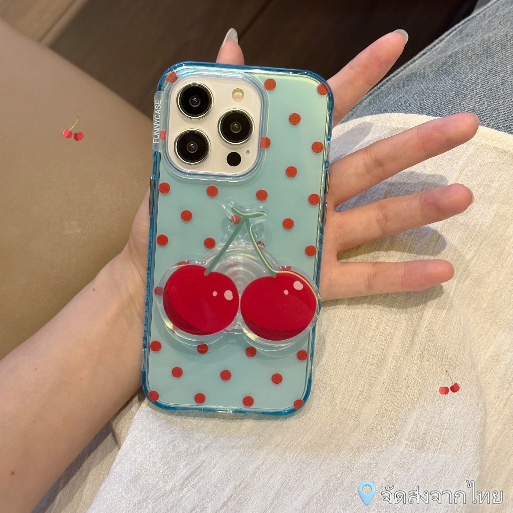 พร้อมส่ง เคสไอโฟน13 12 14 15 15Pro 15 Pro Max cherry เชอร์รี่ จุดคลื่น griptok กันน้ำ กันกระแทก ...