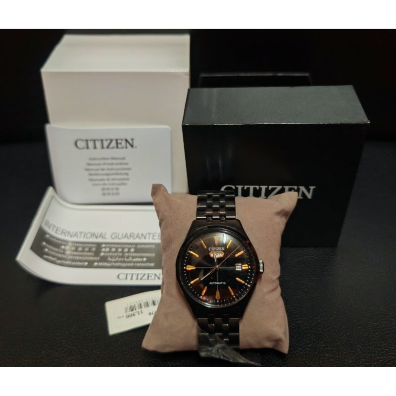 นาฬิกา Citizen Automatic C7ระบบออโต้ สแตนเลสสีดำ ทอง | Shopee Thailand