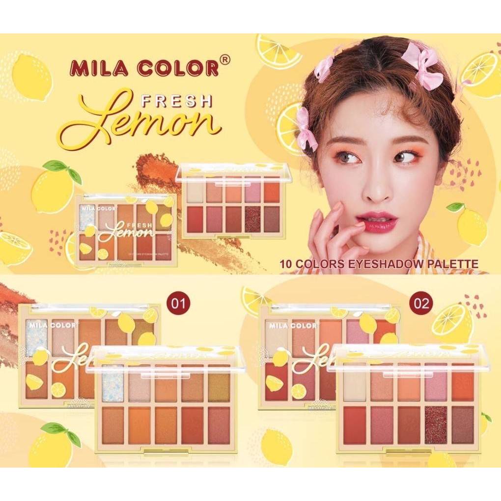 (MC5050) MILA COLOR Fresh Lemon Eyeshadow Palette อายแชโดว์ พาเลทตา 10 ...