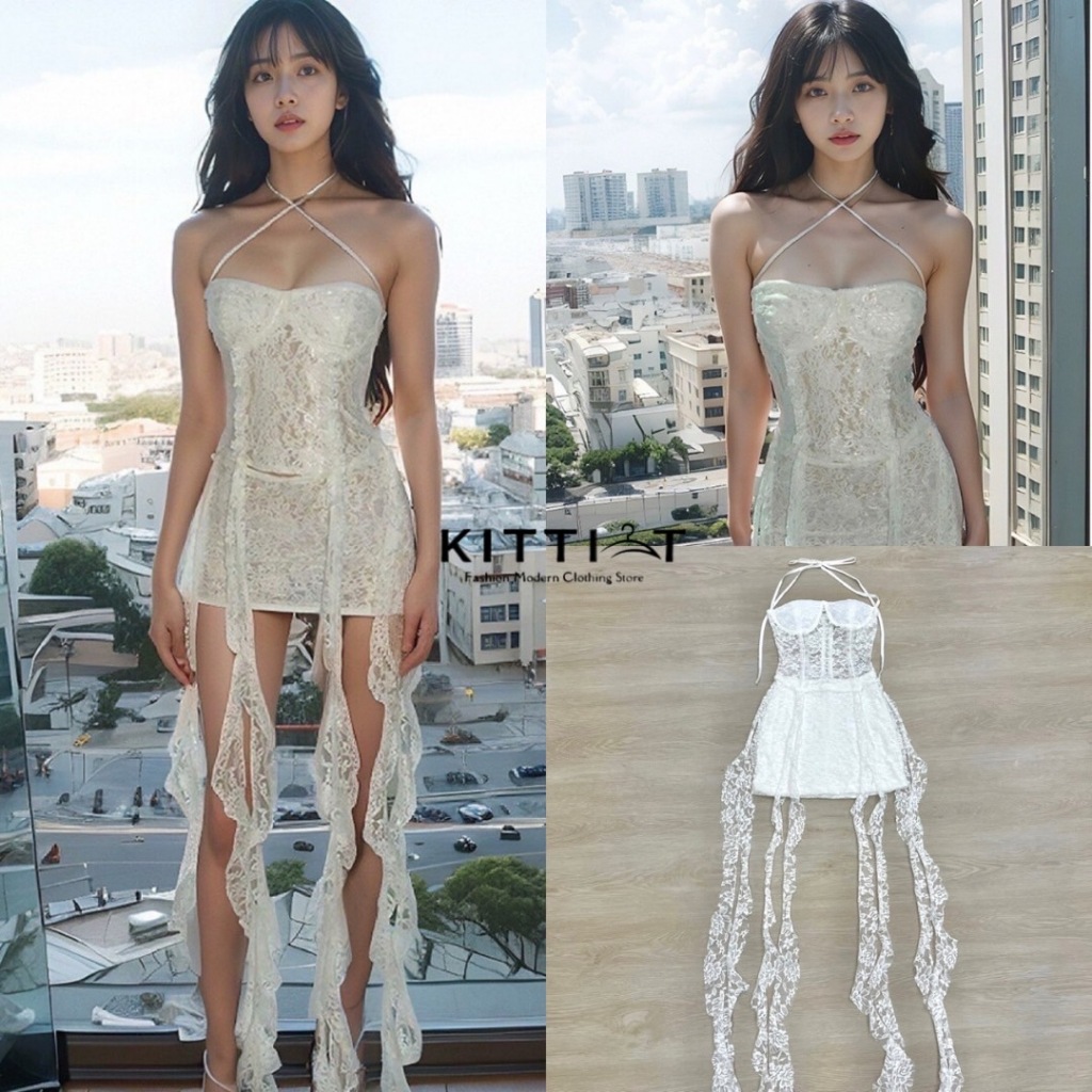 KITTI-T (s)(e)(t) (2) ชิ้น เสื้อ(+)กระโปรง เซตลูกไม้สีขาวเนื้อผ้านิ่มไม่คัน | Shopee Thailand