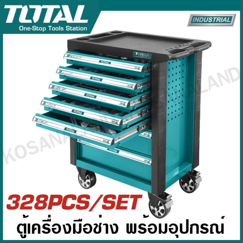 Total ตู้เครื่องมือช่าง 7 ชั้น + เครื่องมือ 328 ชิ้น รุ่น THPTCS73281 ...