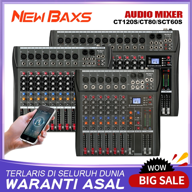 NEW BAXS CT-60S/CT80S/CT120S Professional Mixer 6/8/12 ช่องสนับสนุน PC/USB/MP3/บลูทูธเล่น KTV ...