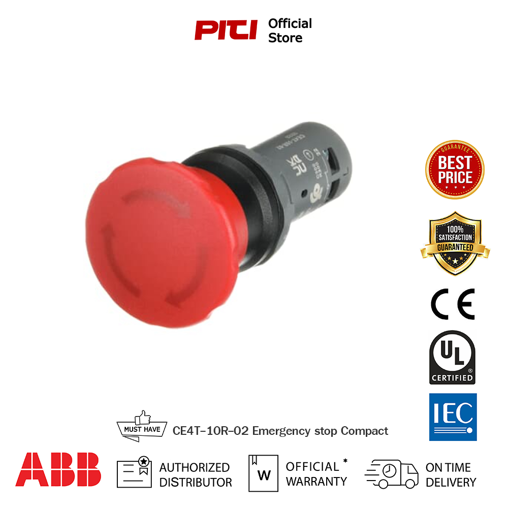 ABB CE4T-10R-02 2NC Emergency stop 40 mm สวิตซ์ฉุกเฉิน หมุนปลดล็อค Compact Pilot devices ...