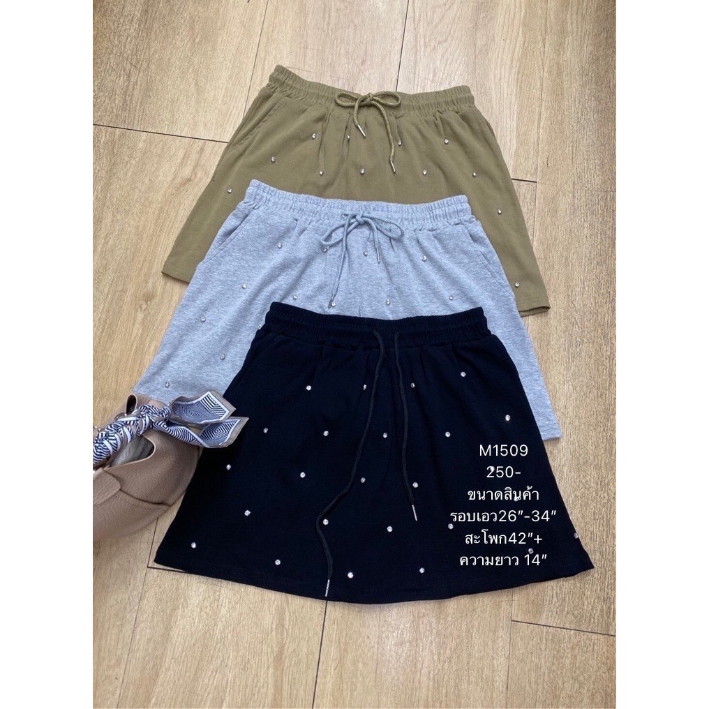 [พิมพ์โค้ด SISDEC ลด 60.- ] M1509 กระโปรงกางเกง ปักมุกด้านหน้า 3 สีเบสิค ️ มีซับกางเกงด้านใน ...