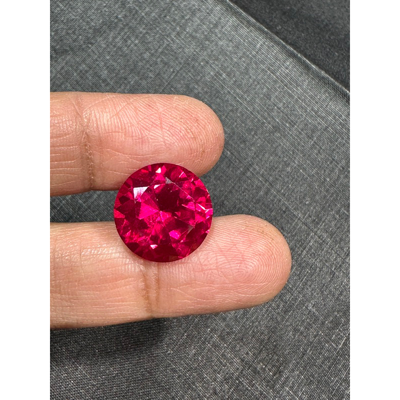 สีแดง รูบี้( 1 เม็ด) 9 มม 10m( MM ) พลอย อัดทับทิม เจียระไนเห SYNTHETIC ...