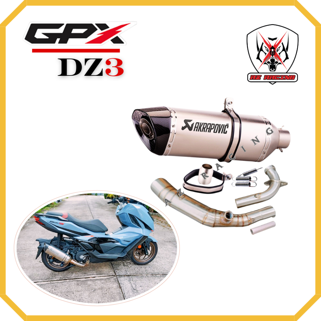 ชุดท่อ GPX DZ3 ปี 2024 แสตนเลสสวม 2 นิ้ว(51 มิล)+ปลายท่อ 18 นิ้ว | Shopee Thailand