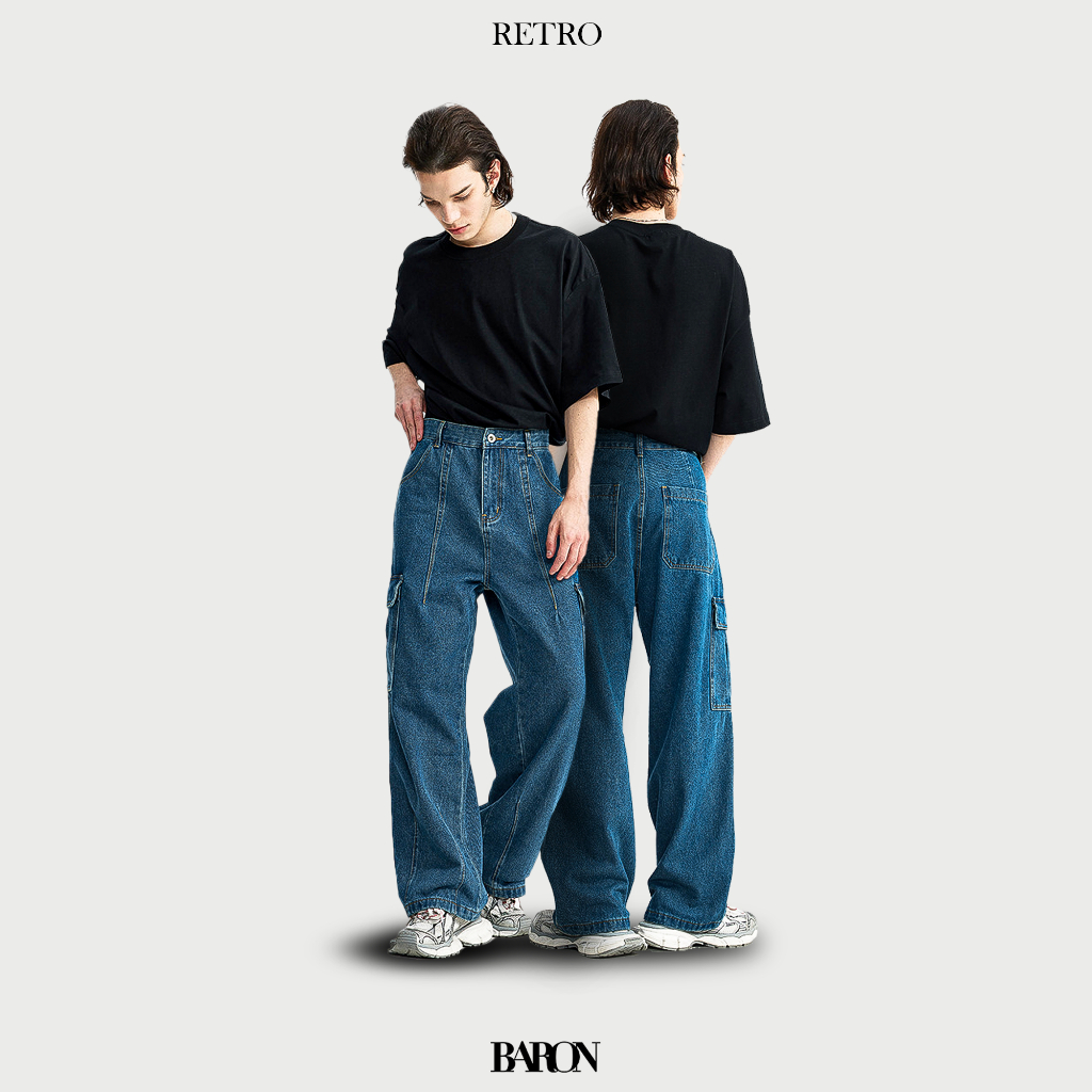 BARON Retro Workwear Jeans กางเกงยีนส์ทรงคาร์โก้สไตล์อเมริกันย้อนยุค ...
