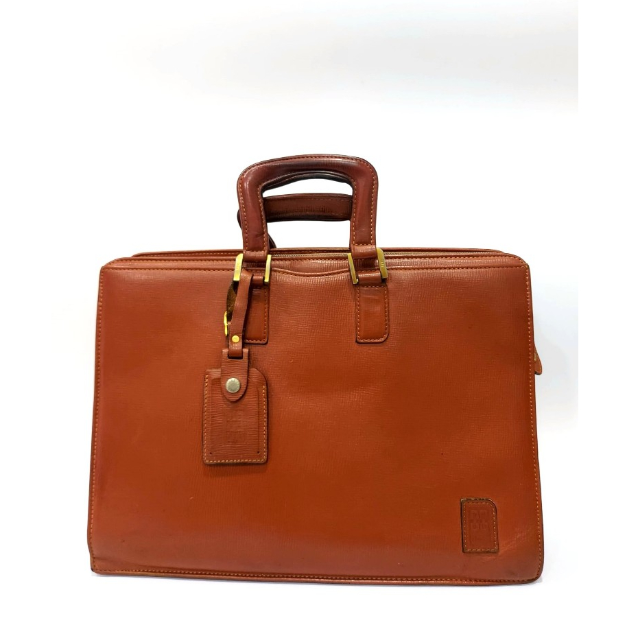 Vintage DAKS LONDON All Leather Briefcase Bag กระเป๋าทรงเอกสาร หนังแท้ แบรนด์แท้ | Shopee Thailand