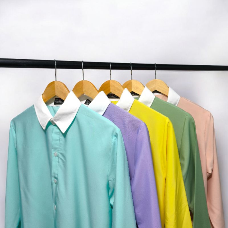 KT05 เสื้อเชิ้ตผู้หญิง เสื้อเชิ้ตแขนยาวคอปกขาว ทรงOver size เนื้อผ้าไหม ...
