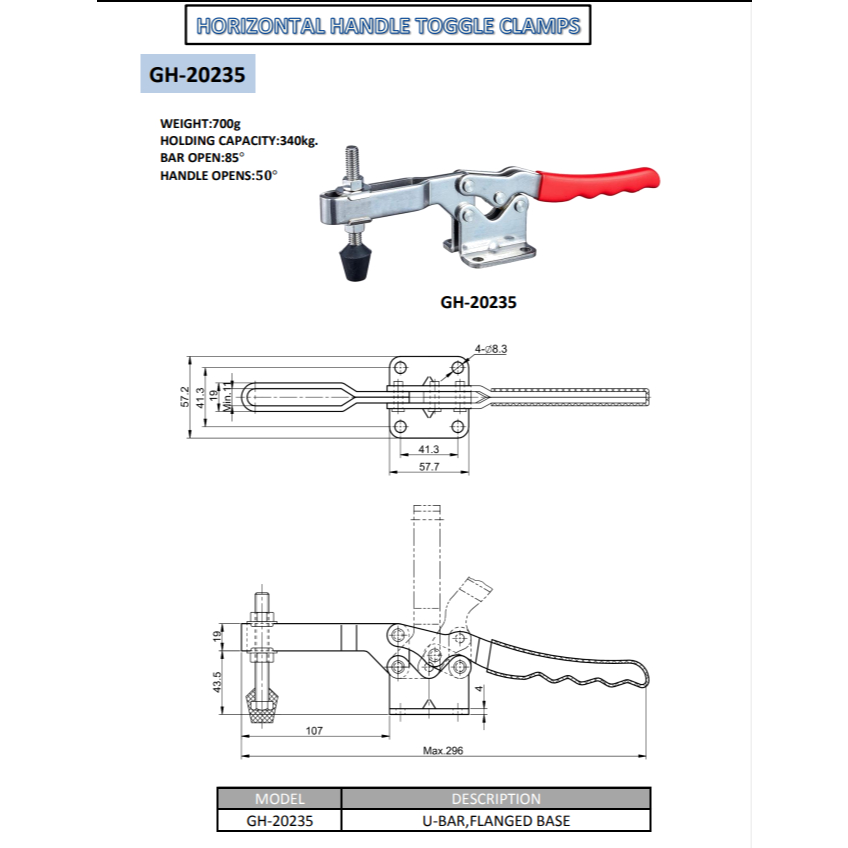 ToggleClamp GH-20235 แคลมป์ปีกนก จับชิ้นงาน แนวตั้ง ตัวกดงานไม้ ...