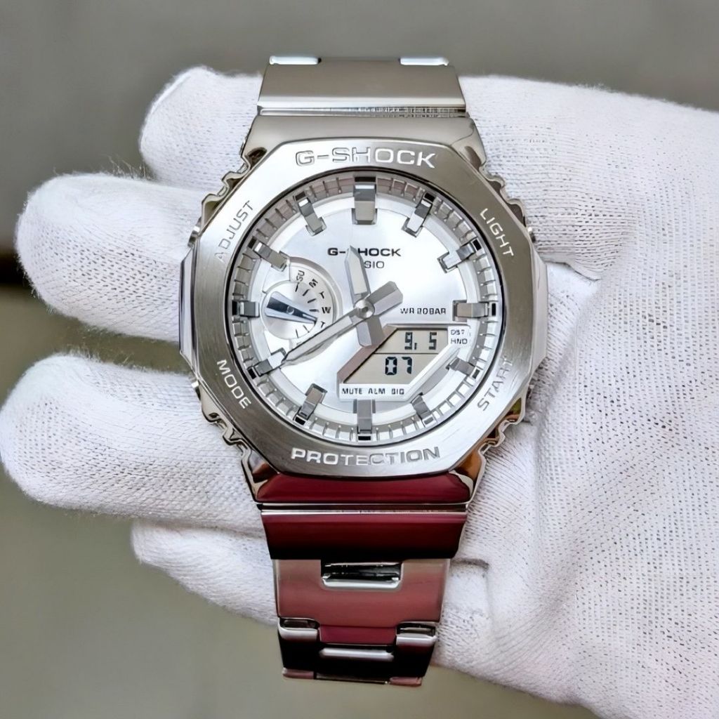 Casio G-Shock นาฬิกาข้อมือผู้ชาย สายสเตนเลส รุ่น GM-2110D-7A - สีเงิน | Shopee Thailand