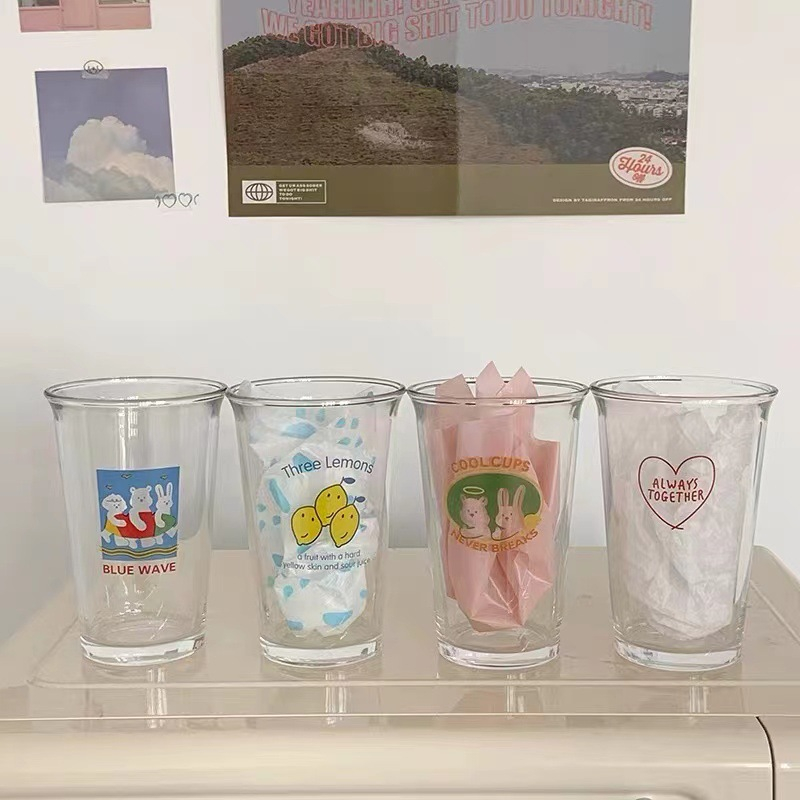 [พร้อมส่ง] 🌸 Ins glass cute แก้วเกาหลี แก้วน้ำ ! | Shopee Thailand