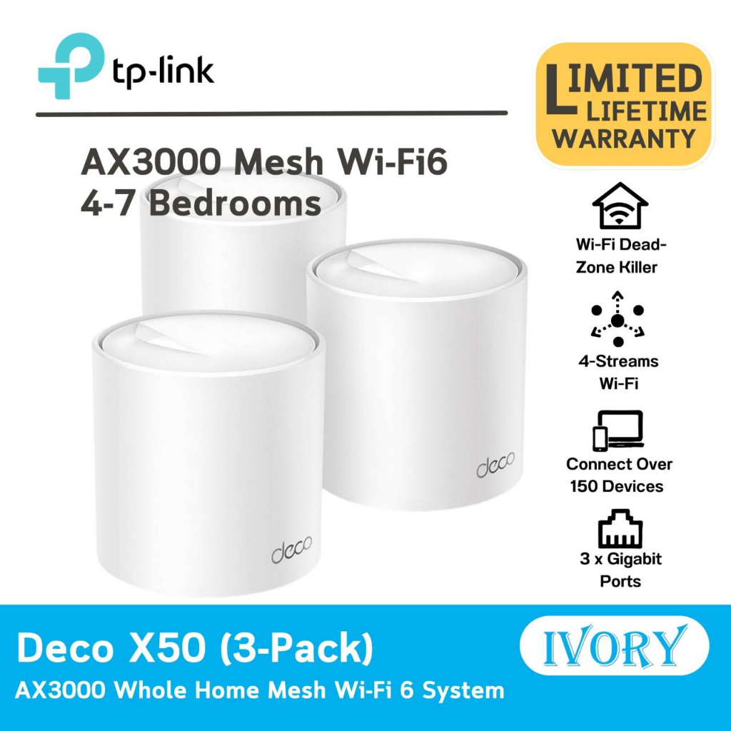TP-Link Deco X50 (3P) AX3000 whole Home Mesh WiFi 6 System Deco X50 (3p ...