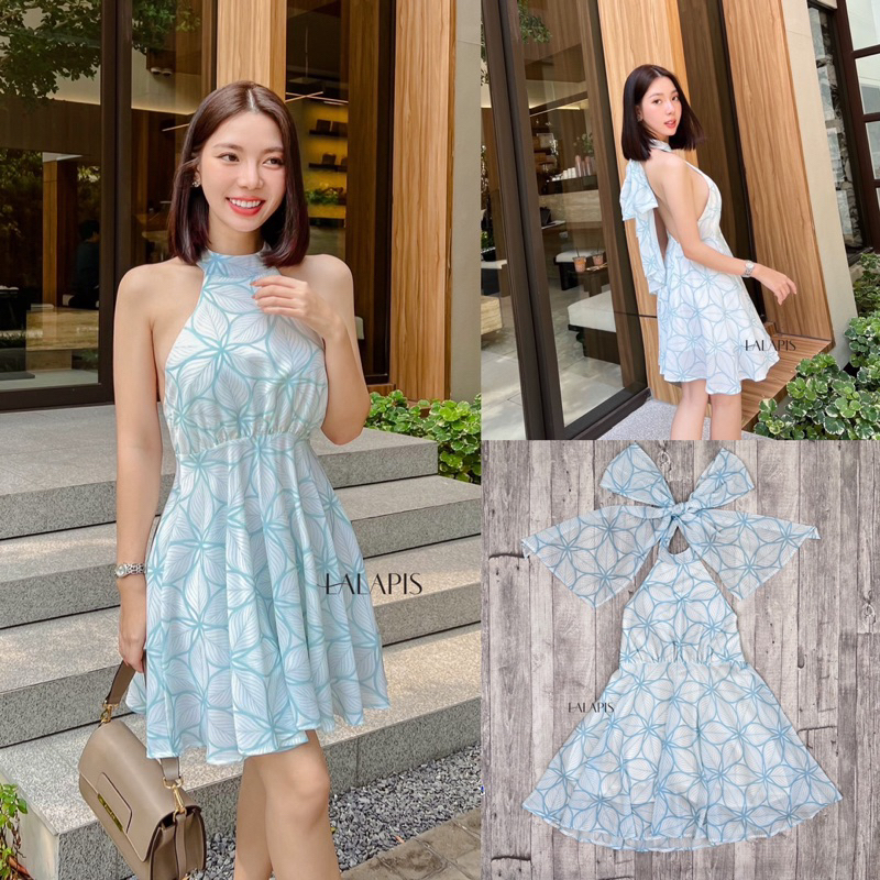 เดรสคล้องคอ เดรสไปคาเฟ่ งานป้าย Lalapis | Shopee Thailand