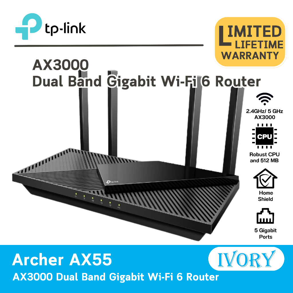 TP-Link Archer AX55 AX3000 Dual Band Gigabit WiFi 6 Router | Shopee ...